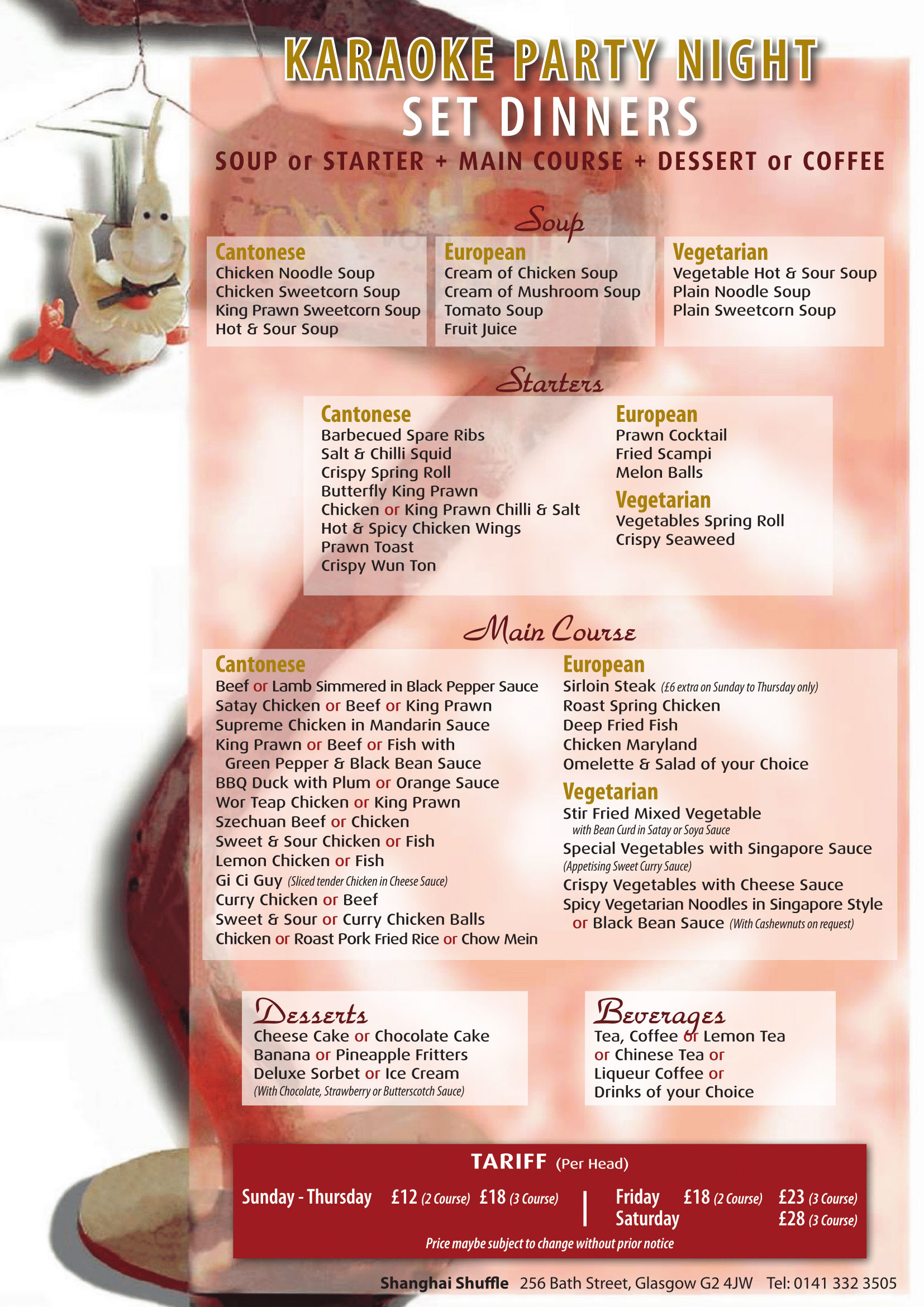 Shanghai Shuffle - Menu